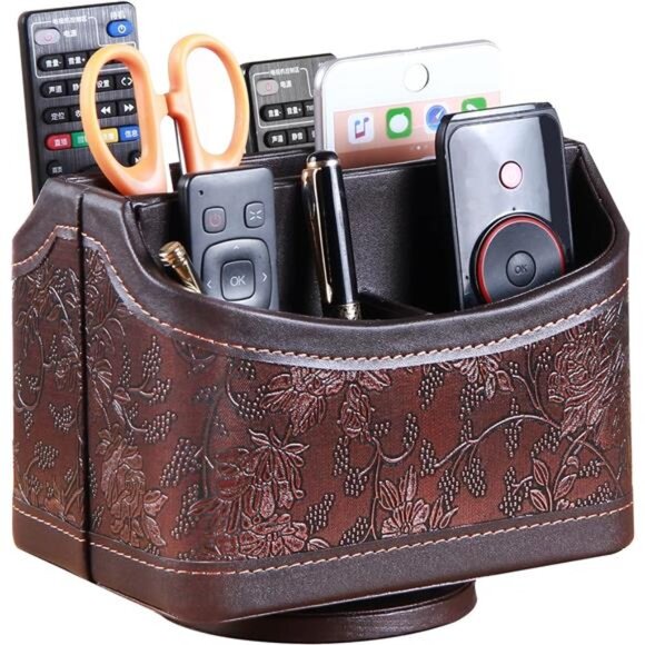 Storage & Organization | Leather 36rotatable Remote Control Holder ...